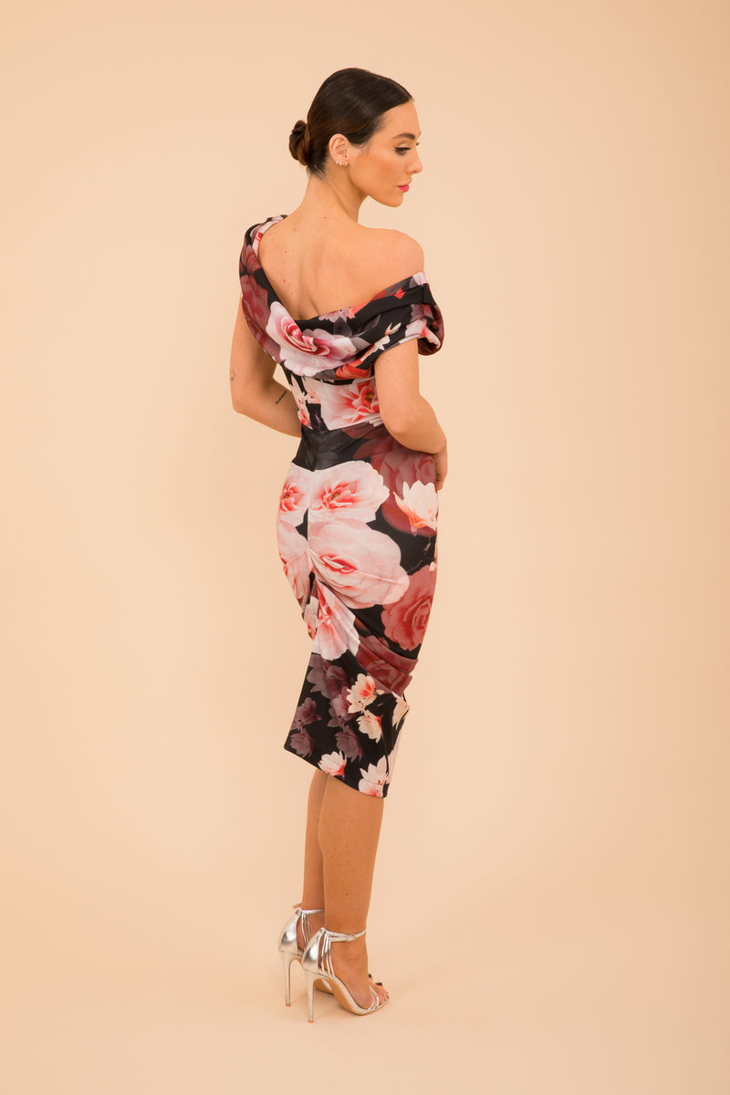 Janus dress in rose print – Atom Label